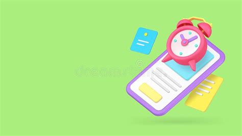 Smartphone App Alarm Clock Reminder Notification Banner Copy Space Vector Illustration Stock