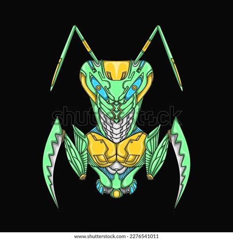 Praying Mantis Cyberpunk Chibi Color Anime Stock Vector Royalty Free