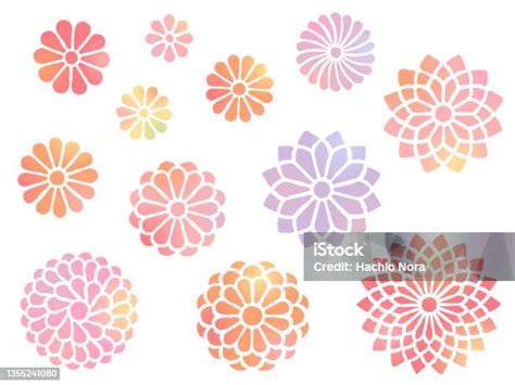 손으로 그린 스타일 일러스트 세트 의 일본 스타일 다양한 국화 꽃 식물에 대한 스톡 벡터 아트 및 기타 이미지 꽃 식물 일본 문화 국화 Istock