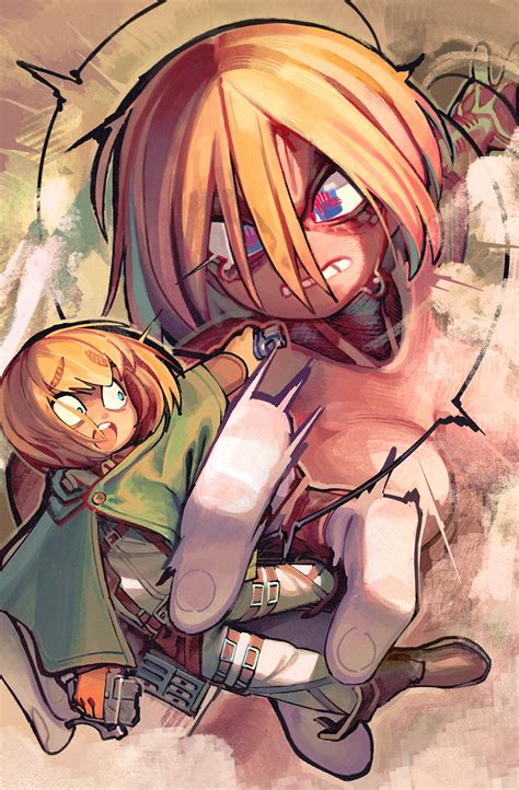 Armin Arlert Titan And Female Titan Shingeki No Kyojin Drawn By
