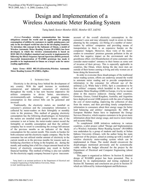 Pdf Design And Implementation Of A Wireless Automatic Meter Reading