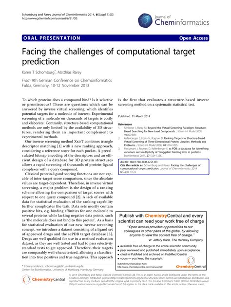 Pdf Facing The Challenges Of Computational Target Prediction