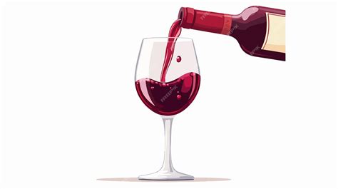 Red Wine Pouring Into A Glass Flat Vector Isolate Premium Ai