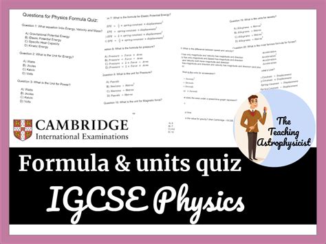 Igcse Physics Formulas And Units Quiz