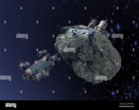 Space Mining Of Asteroid Illustration Stock Photo Alamy