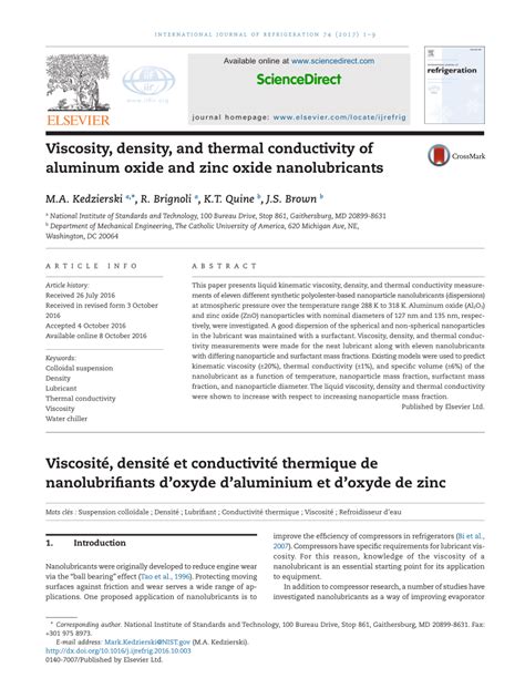 Pdf Viscosity Density And Thermal Conductivity Of Aluminum Oxide