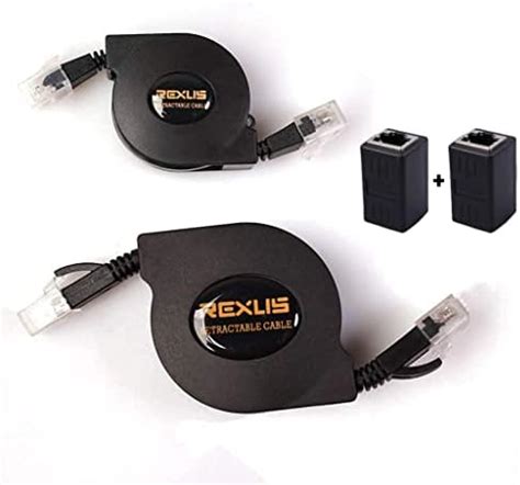Amazon Com REXUS Retractable Cat 6 Flat Ethernet Network Cable 3 3 6 6 FT Combination 10