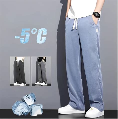 남성용 부드러운 리오셀 패브릭 스트레이트 바지 드로스트링 탄성 허리 캐주얼 바지 얇은 루즈 팬츠 2023 여름 5xl Aliexpress