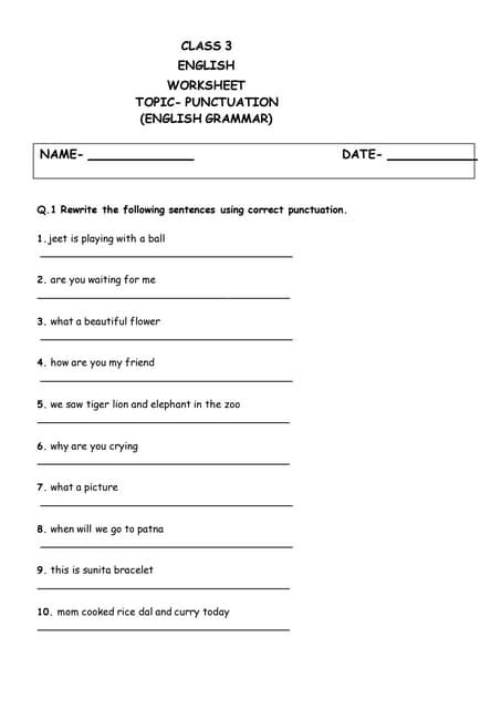 Free Punctuation Worksheet For Grade 3 Download Free Punctuation Worksheet For Grade 3 Png