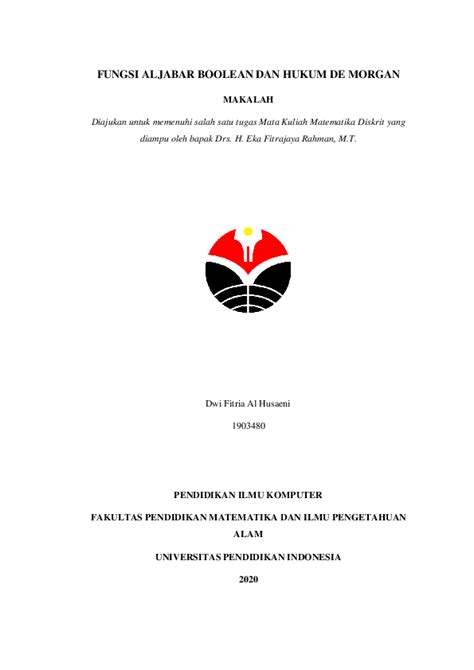 Pdf Fungsi Aljabar Boolean Dan Hukum De Morgan