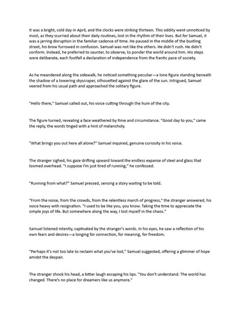 Short Story Inspired By The Pedestrian Pdf