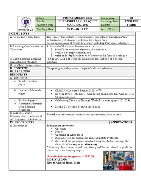 Composing An Independent Critique A Lesson On Critiquing Short Stories Pdf Learning Romeo