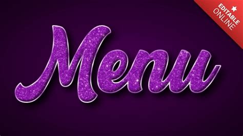Menu Com Brilho Roxo Gerador De Efeitos De Texto