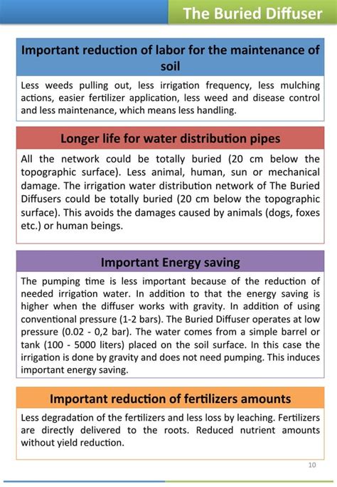 Buried Diffusers Advantages Compared With The Drip Irrigation Pdf