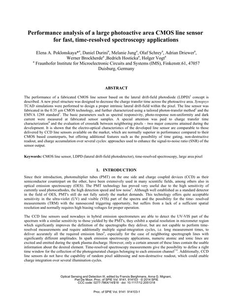 Pdf Performance Analysis Of A Large Photoactive Area Cmos Line Sensor