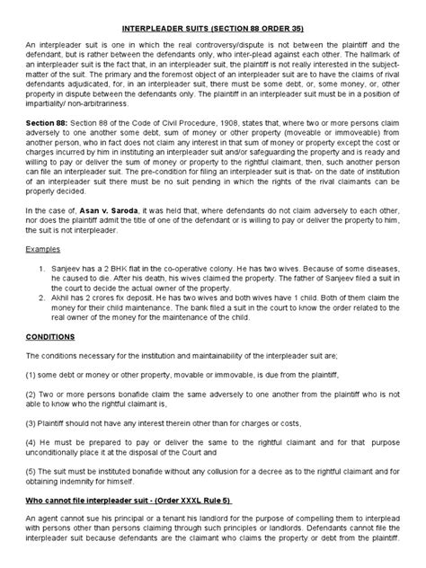 Interpleader Suits Pdf Lawsuit Justice