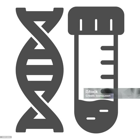 플라스크 솔리드 아이콘과 Dna 체인 유전 연구 개념 벡터 그래픽 시험관 Dna 결과 기호 흰색 배경 모바일 또는 웹 디자인용 글리프 스타일 아이콘 Dna에 대한 스톡 벡터