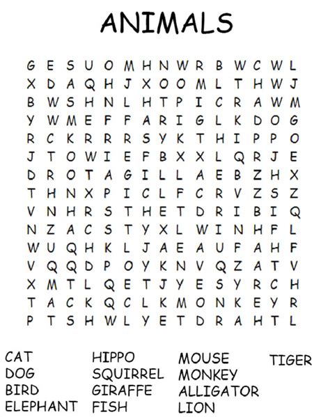 Large Print Free Printable Word Searches