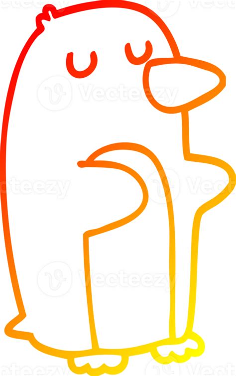 Warm Gradient Line Drawing Of A Cartoon Penguin 40268930 Png