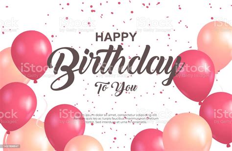 생일 풍선 벡터 배경 디자인 생일 축하 인사말 카드 디자인에 대한 풍선과 색종이 장식 요소와 텍스트를 당신에게 생일 축하합니다 3차원 형태에 대한 스톡 벡터 아트 및 기타
