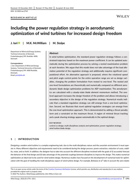 Pdf Including The Power Regulation Strategy In Aerodynamic Optimization Of Wind Turbines For