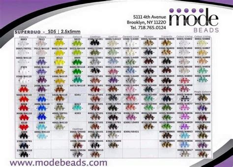Superduo Bead Color Chart