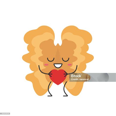 월넛 귀여운 캐릭터 만화 사랑 기호 하트 좋아하는 감정 기쁨 행복 미소 얼굴 아이콘 너트 아름다운 벡터 일러스트 0명에 대한 스톡 벡터 아트 및 기타 이미지 Istock