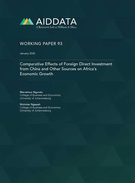 Aiddata Comparative Effects Of Foreign Direct Investment From China And Other Sources On