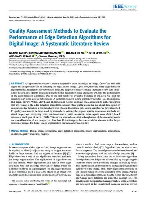 pdf quality assessment methods to evaluate the performance of edge