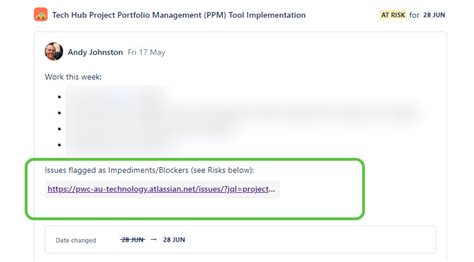 display jira issues as a list in atlas projects updates and comments