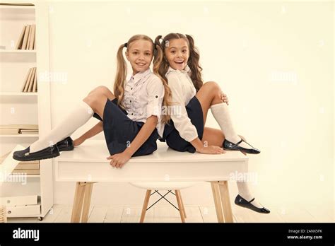 Rebellious Spirit School Club Little Schoolgirls Classmates Friendly