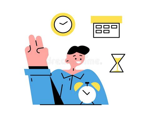 Male Managing Schedule And Work Time Time Management Stock Vector Illustration Of Organize