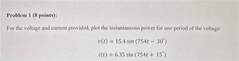 Solved For The Voltage And Current Provided Plot The Chegg Com
