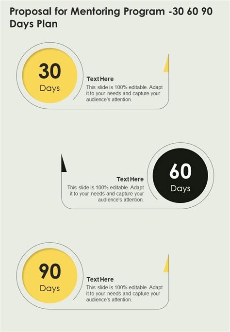 Proposal For Mentoring Program 30 60 90 Days Plan One Pager Sample Example Document Ppt Presentation