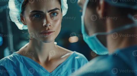 Ai Generated A 30 Years Old Nurse Looking At Her Male Colleague Whilst