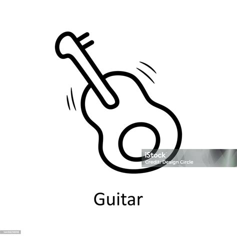 기타 벡터 개요 아이콘 디자인 그림입니다 흰색 배경에 엔터테인먼트 기호 Eps 10 파일 기타 현악기에 대한 스톡 벡터 아트 및 기타 이미지 기타 현악기 모양 뮤지컬