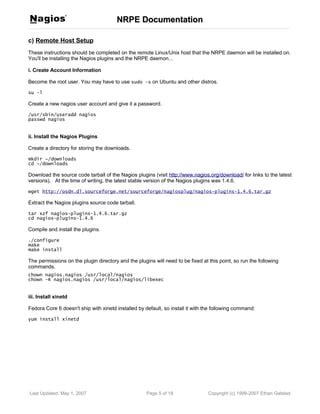 NRPE Nagios Remote Plugin Executor NRPE Plugin For Nagios Core And Others PDF
