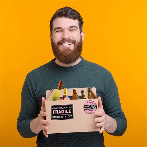 300 Pcs Fragile Stickers Rectangular And Adhesive Warning Labels For Shipping Cartons Black