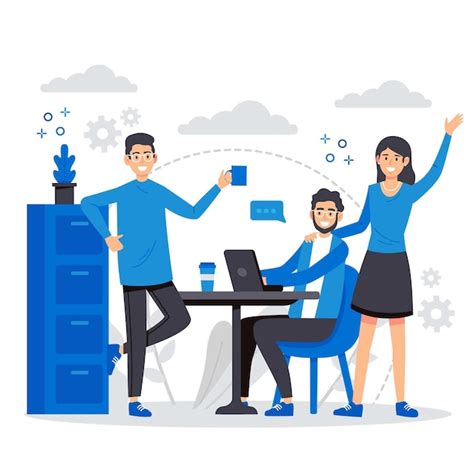 함께 일하는 사람들 일러스트 프리미엄 벡터