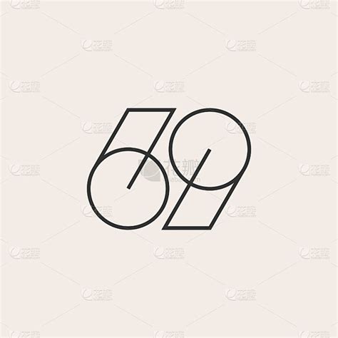 69 69数字潮人复古矢量图标插图