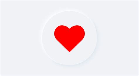 빨간색 하트 모양의 밝은 흰색 그라데이션 버튼 배경과 같은 인터넷 기호입니다 노형성 효과 아이콘 트렌디 한 부드러운 3d 스타일로 모양의 사랑 그림 원 타원 3차원 형태에