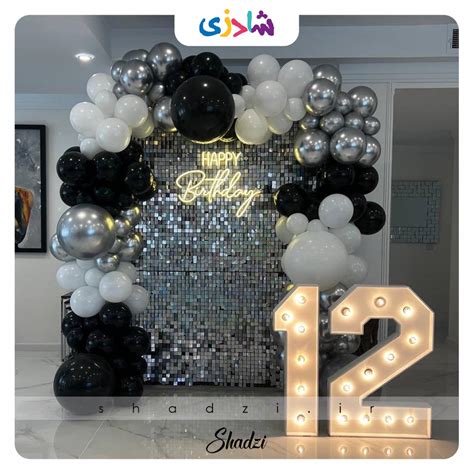 بادکنک آرایی تم آبی سفید توسی