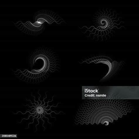 세트 다채로운 점선 나선형 소용돌이 벡터 일러스트 레이 션 벡터 사실적인 광학 Illustraion 컬렉션 추상 Backgground 3차원 형태에 대한 스톡 벡터 아트 및