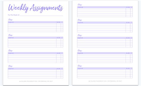 Class Assignments Template