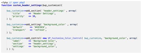 Javascript Custom Header Settings Dont Show Up In Wordpress