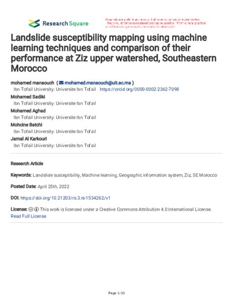 pdf landslide susceptibility mapping using machine learning