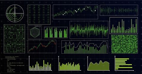 Hud 미래 인터페이스 인포그래픽 요소가 있는 하이테크 디스플레이 차트 다이어그램 선 그래픽 및 데이터가 있는 대시보드입니다