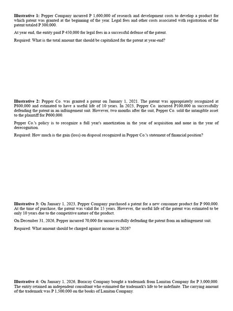 Intangible Assets Problems Pdf Patent Expense