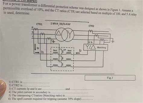 Solved For A Power Transformer A Differential Protection