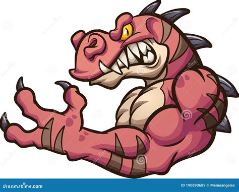 Strong Angry Cartoon Raptor Mascot Stock Vector Illustration Of